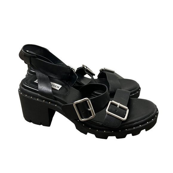 Steve Madden | Shoes | Steve Madden Scatter Black Strappy Buckle Y2k ...